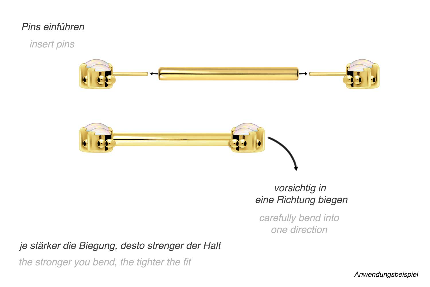 Titanium barbell with push fit 3 SYNTHETIC OPALS + BALLS | PIERCINGLINE